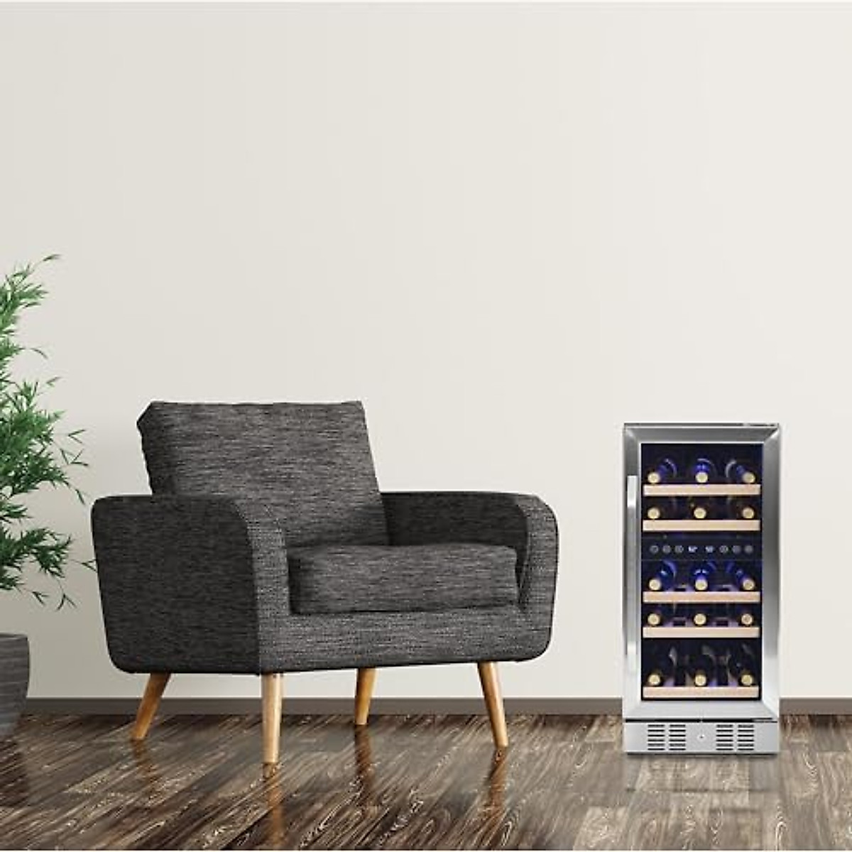 NewAir 15" Built-in or Freestanding 29 Bottle Dual Temperature Zone Wine Fridge, Quiet Operation Wine Cooler with Beech Wood Shelves, Stainless Steel Wine Cellar for Red, White, and Sparkling Wine