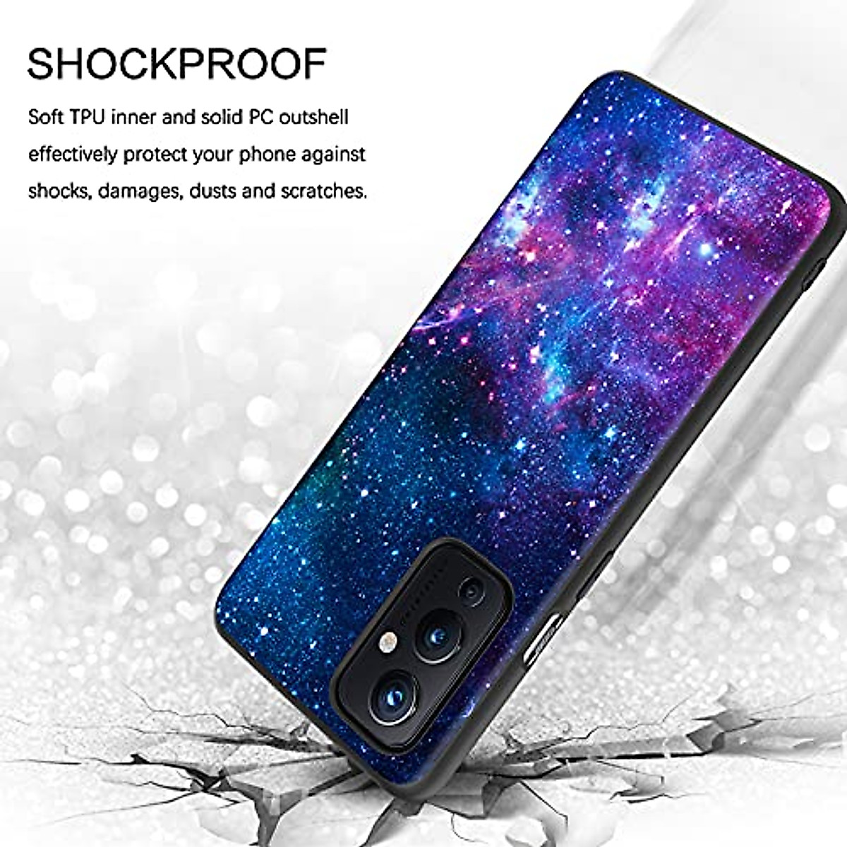 BENTOBEN for OnePlus 9 Case 5G, Slim Fit Glow in The Dark Hybrid Hard PC Soft TPU Bumper Drop Proof Protective Girls Women Boys Men Phone Case Cover for OnePlus 9 2021 (6.55 Inch), Nebula/Galaxy