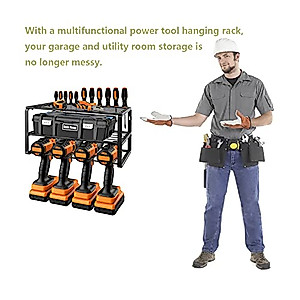 Power Tool Organizer, Drill Holder Wall Mount, Power Tool Storage Rack With Removable Design, Garage Heavy Duty Tool Shelf for Cordless Drill Storage, Gifts for Men/Dad/Grandfather