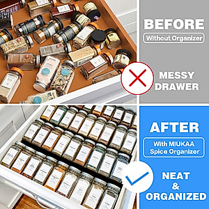 Spice Drawer Organizer, Black Acrylic 4 Tier 2 Set Expandable From 9" to 18" Seasoning Jars Drawers Insert, Kitchen Spice Rack Tray for Drawer/Countertop(Jars not included)