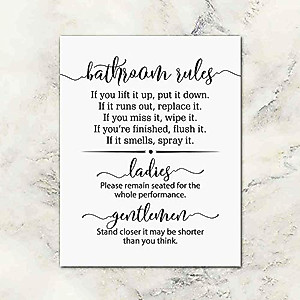 Bathroom Rules Sign, Bathroom Wall Decor, Funny Bathroom Sign, Flush the Toilet, Toilet Sign, Guest Bathroom Sign, Please Remain Seated, 8 x 10 Inches Unframed
