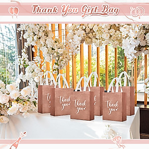 Sweetude 30 Pcs Thank You Gift Bags with Handles Bulk Reusable Goodie Bag Non Woven Foldable Handbag for Graduation Wedding Bridesmaid Gifts(10 x 8 x 4 Inch,Rose Gold)