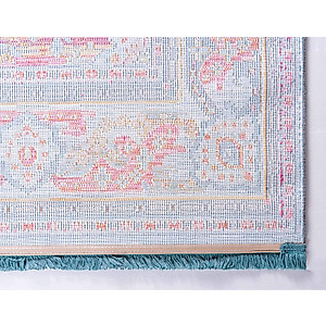 Unique Loom Baracoa Collection Area Rug - Malecon (5' 5" x 8' Rectangle, Light Blue/ Orange)