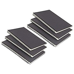 Zegrox 6 Pack Black cover Spiral Notebook, Blank Sketch Book Pad, Subject Notebooks,50 Sheets (100 Pages)-8.27x 5.59inch,A5 size Notebook.
