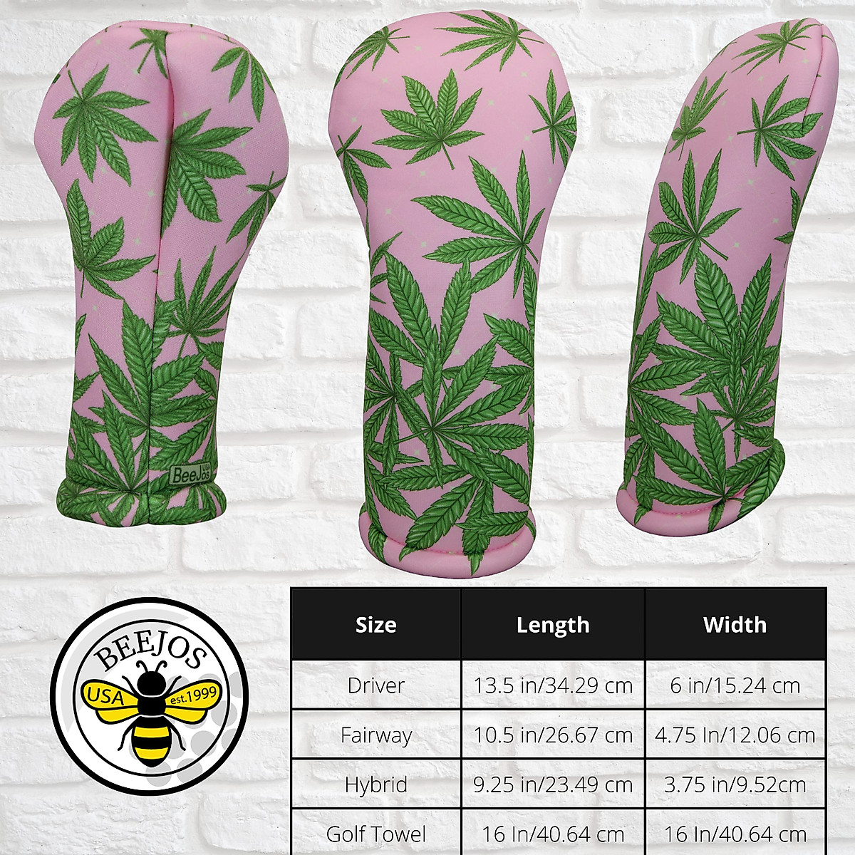 Pink Marijuana Leaf Driver 460cc Club Headcover Handmade by BeeJos