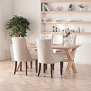 COLAMY Modern Tufted Upholstered Dining Chairs Set of 2, Fabric Side Dining Room Accent Living Room Chairs, Beige