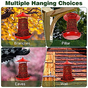 Bird Feeders for Outdoors Hanging, Retractable Metal Squirrel Proof Bird Feeders,3 Tier Large 6.6LB Capacity Wild Bird Feeders for Outside Garden Cardinal, Finch, Sparrow, Blue Jay