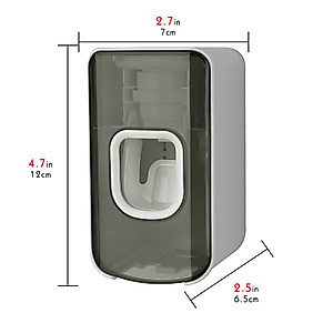 2 Slot Toothbrush Holder and Toothpaste Dispenser Wall Mounted, Automatic Toothpaste Squeezer, 2 in 1 Tooth Brush Toothpaste Organizer for Shower (Grey)