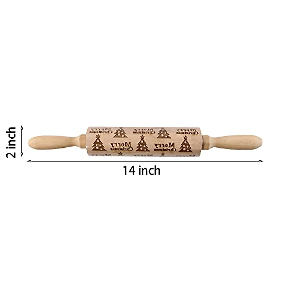 4Pack Christmas Wooden 3D Rolling Pins Embossed, Embossing Rolling Pin with Engraved Christmas Themed Symbols for Baking Embossed Cookies,Rolling Pin Kitchen Tool(14 in)
