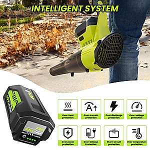 6000mAh OP40601 Battery Replacement for Ryobi 40V Battery OP4050A OP4040 OP4030 OP4026A OP40201 ZROP4026 Battery Compatible with Ryobi Battery 40 Cordless Power Tool RY40180 RY40200 Battery (Green)