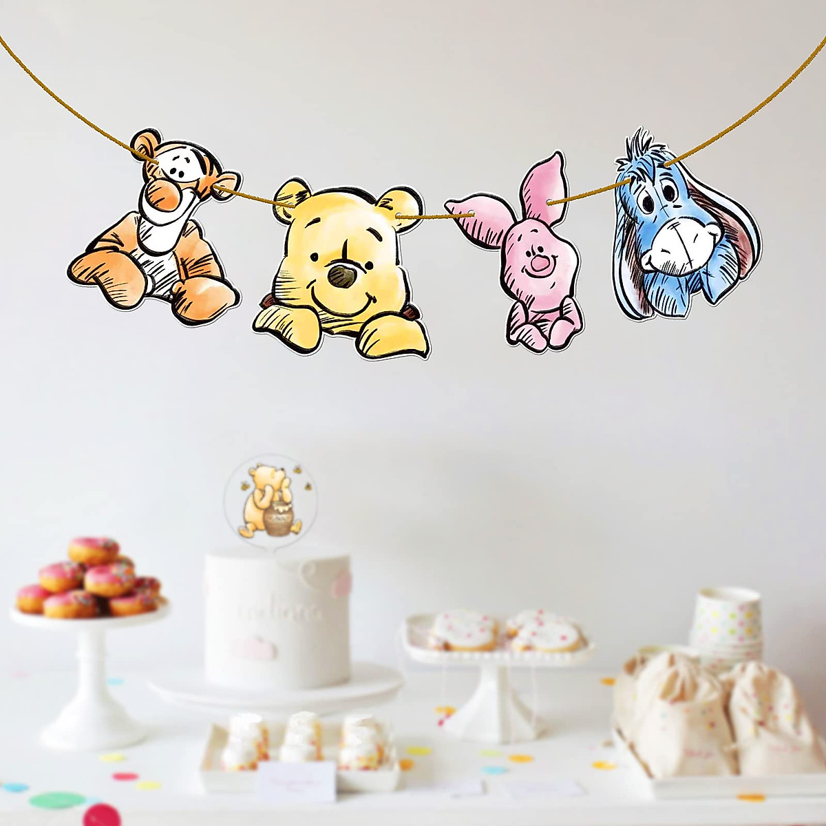 Winnie Banner For The Pooh Baby shower Decorations The Pooh Birthday Banner Winnie and Friends Party Supplies Winnie Theme Party Favor