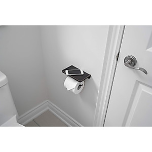 Linkaa Toilet Paper Holder with Shelf Oil Rub Bronze,Wall Mount Bathroom Decor Phone Holder,Rust-Proof Aluminum Matte Finish,Bathroom Accessories Storage Shelf for Phone, Inc. (Oil Rubbed Bronze)