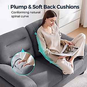 LINSY HOME 58" W Loveseat Sofa, Cloud-Like 2 Seat Couch Modern Comfy Sofa for Bedroom and Living Room, Small Sofa for Small Spaces, Bluish Grey