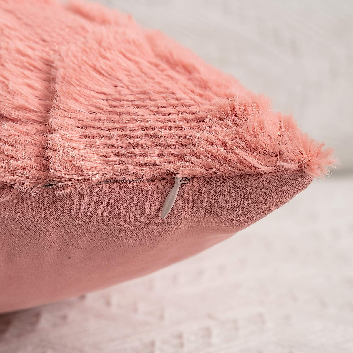 MIULEE Coral Red Throw Pillow Covers 20x20 Set of 2 Spring Decorative Farmhouse Couch Throw Pillows Boho Shells Cute Soft Plush Wool Winter Pillowcases for Bedroom Living Room Sofa