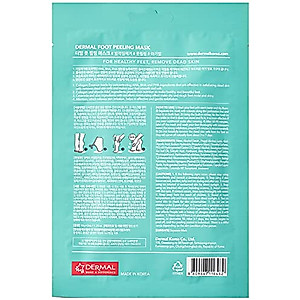 DERMAL KOREA Foot Peeling Mask 3 Pack For Dry Foot And Cracked Heel & Callus With Aloe Vera And Collagen - Exfoliating Peel Mask With Aha, Bha, & Pha And For Moisturizing, Soothing & Refreshing Feet