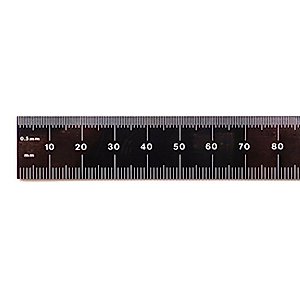 PEC Tools 300 mm Metric Black Chrome,"high-Contrast" Machinist Ruler with Markings .5 mm, mm Both Sides