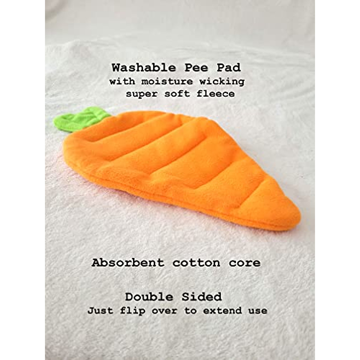 Guinea Pig Bed Mat Washable Pee Pad, Fleece Bedding for Rodent, Reusable Carrot Cage Liner for Rabbit, Hedgehog, Rat, Hamster or Small Animal