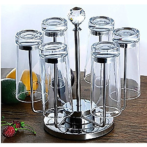 Vivian Rotating Cup Mug Glass Holder Rack Stainless Steel 6 Cups Drying Rack Stand