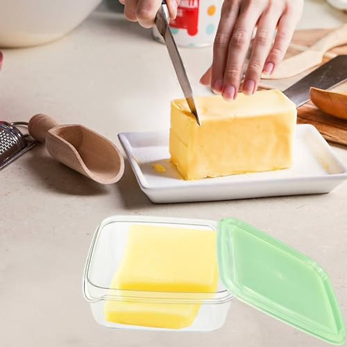 2Pack Sliced Cheese Container with Airtight Lids Cheese Slice Holder Keeps Slice Cheese Fresh Plastic Clear Cheese Box Airtight Cheese Storage Container for Fridge
