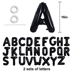 TONIFUL 52 Pieces 16 Inch Black Letter A-Z Balloons,Custom Phrase Mylar Foil Alphabet Letter DIY Personalized Phrase Banner for Birthday Anniversary Celebration Graduation Party Supplies Decoration