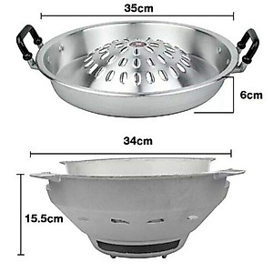 mamameya2511 1Set(Pan+Stove) Mookata Thai Korean Bbq Smoke Steak Grill Charcoal Aluminium 14"