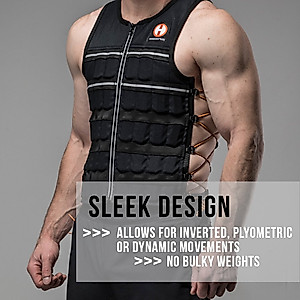 Hyperwear Hyper Vest ELITE Fully Adjustable Weight Vest - Stretch CORDURA® Fabric Zipper Thin Steel Weights - Weighted Vests for Running, Strength, Endurance, Walking (10 lbs SMALL)