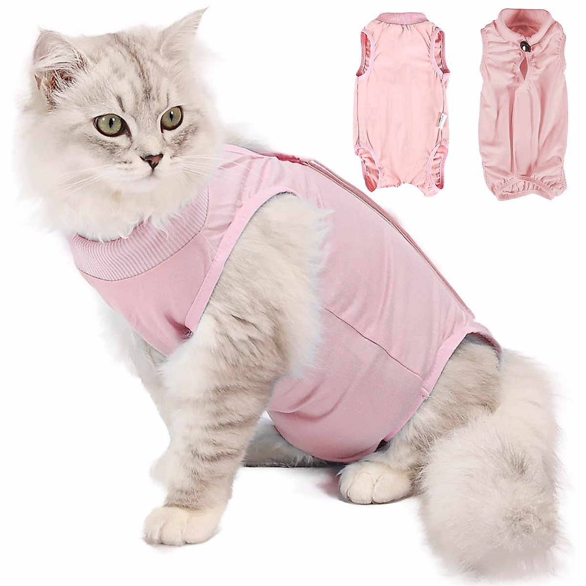Cat Surgery Suit Surgical Cat Professional Recovery Suit for Abdominal Wounds or Skin Diseases, E-Collar Alternative for Cats and Dogs, After Surgery Wear, Cat Surgical Mask (M, Pink)