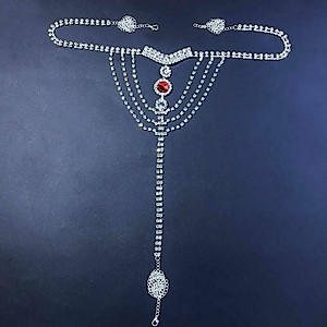 Sexy Chain Crystal Thong Panties for Women Rhinestone Body Waist Chains Jewelry