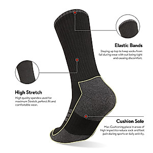 Heatuff Mens Moisture Wicking Heavy Cushion Crew Socks, Reinforced Heel & Toe Durable Socks