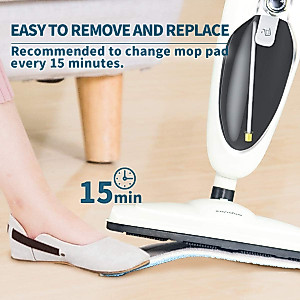 sandoo Steam Mop Pads, 4 Pack Household Washable Pads for SC1050 Steam Mop, Replacement Microfiber Mop Pads, with Touch Fastener, for Various Floors, 2 White and 2 Blue, SC0001