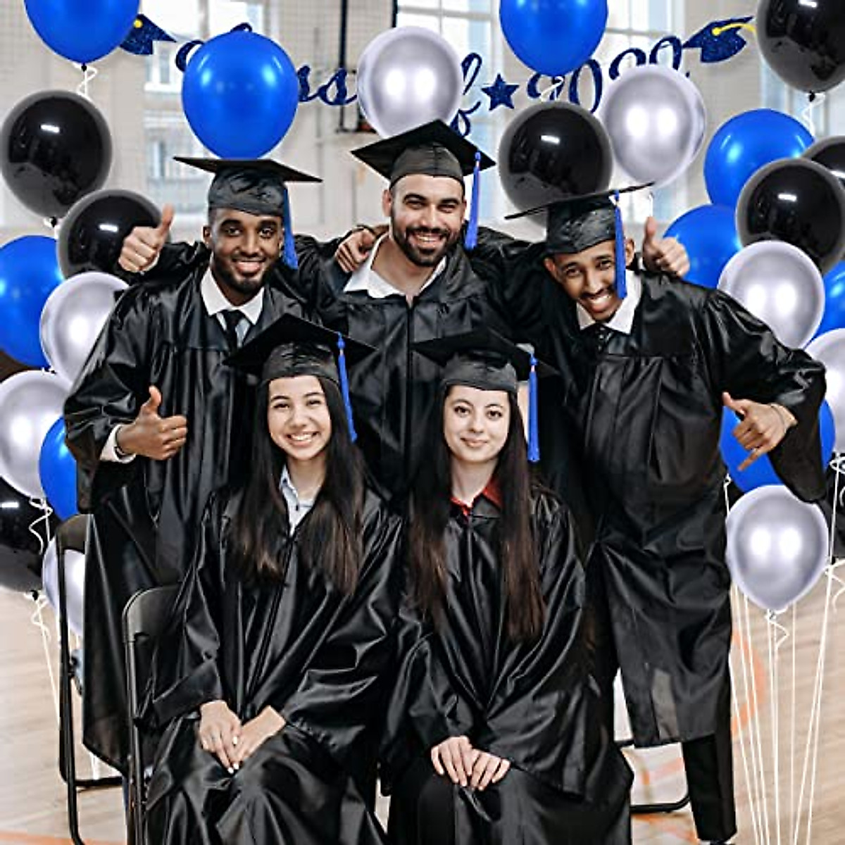 Royal Blue Black Balloon Garland Kit, 121PCS Blue Black Metallic Silver Balloons Video Gaming Birthday Party for Boy Men 18th 21th 30th 40th Birthday Retirement Graduations Party Decorations