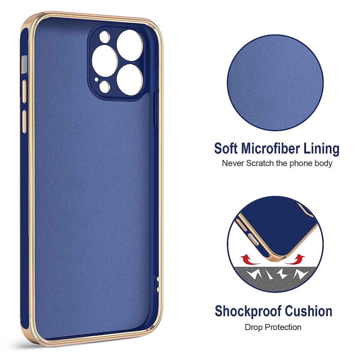 Hython for iPhone 13 Pro Max Case with Ring Stand [360°Rotatable Ring Holder Magnetic Kickstand] [Plated Rose Gold Edge] Slim Soft TPU Cover Luxury Protective Phone Case for Women Men, Blue