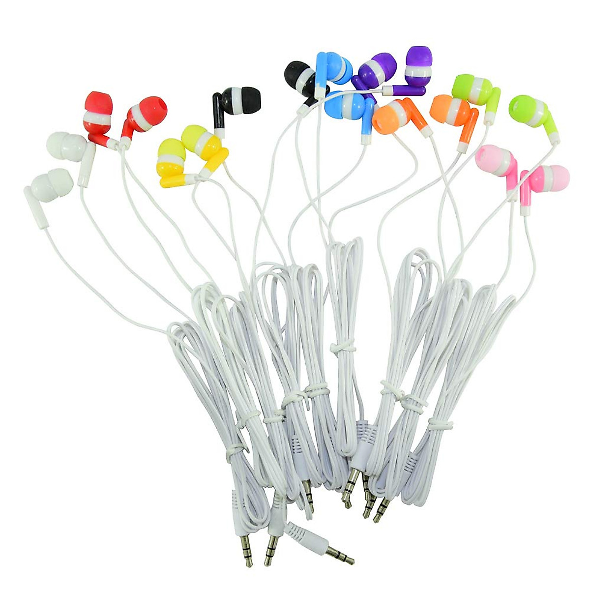 ZNXZXP 30 Pack Bulk Kids Earbuds for Classroom,Student Wired Headphones in Ear Earbuds for School Librariy,3.5mm Multi Colored Wholesale Earphones for Chromebook Laptop PC