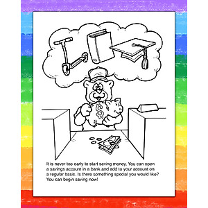 ZOCO - My Favorite Bank - Educational Coloring Books (25 Bulk Pack, with Crayons) - Banking Supplies - Games, Puzzles, Activities - Gifts for Kids