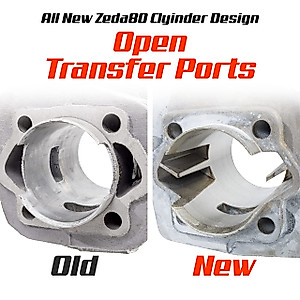 Zeda 80 Performance Bicycle Engine Kit with Dio Reed Valve & OKO Carb - Silver - Motorized Bike (36 Tooth)