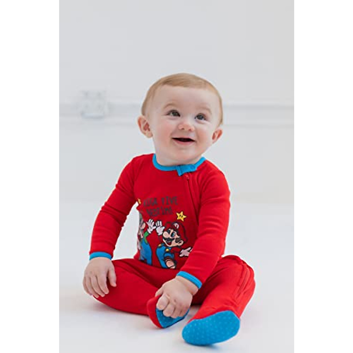 Super Mario Mario Luigi Yoshi Baby Boys 2 Pack Zip-Up Sleep N' Play Coverall 3-6 Months Red/Green