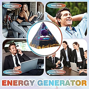 CRISTALLIUM Orgone Pyramid Crystal Healing Stone Energy Generator Healing Crystals Chakra Crystal Healing Meditation Crystal Sphere Orgonite Crystal Pyramid Women Gift - Blue stone