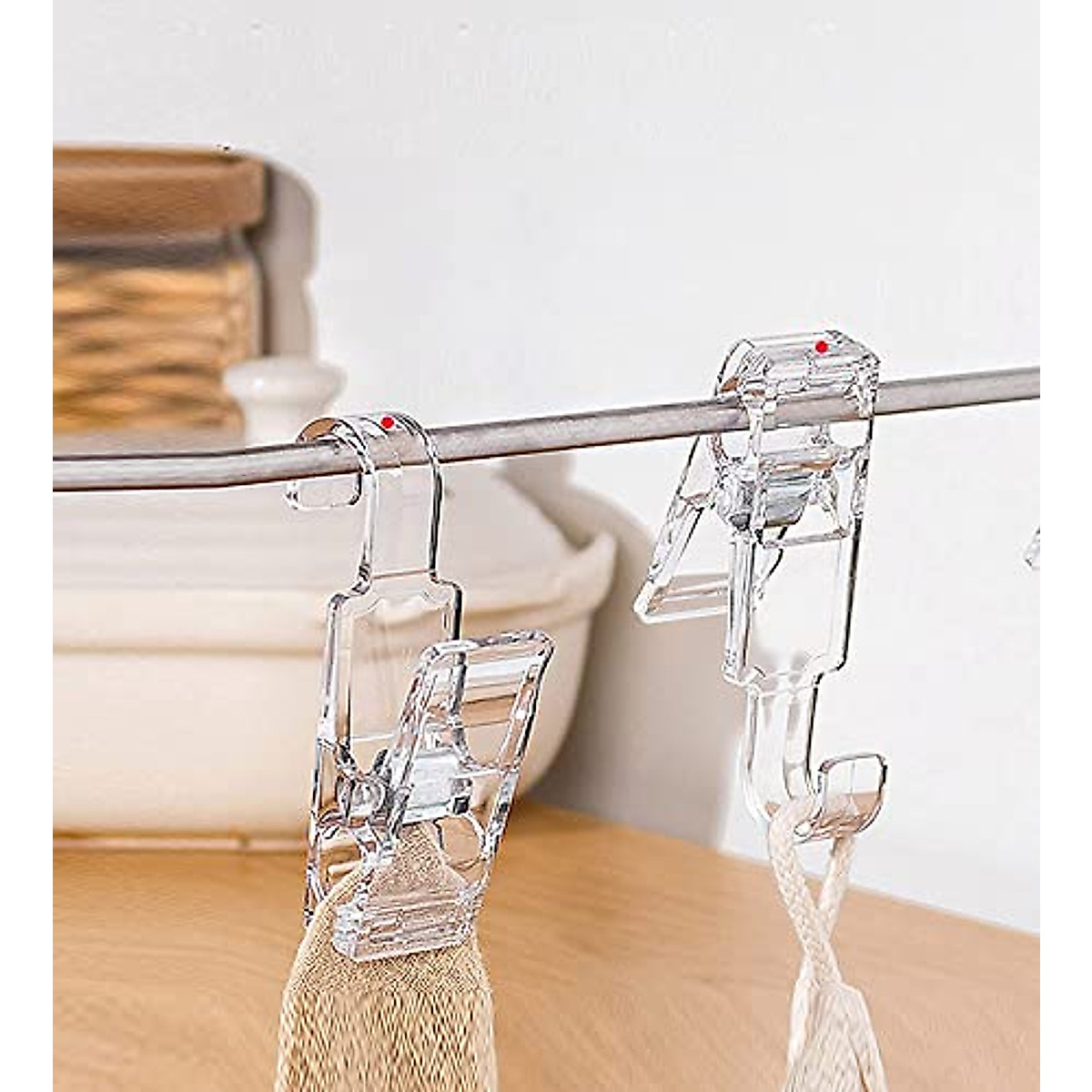 YEBIAO Laundry Hooks with Clips,Acrylic Clothes Pins,Acrylic Hooks with Clips，Bathroom Organizer Hook Multi-Purpose Clips