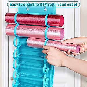 Vinyl Roll Holder, Vinyl Storage Organizer with 44 Roll Compartments for Large Vinyl Rolls,Door/Closet Hanging/Wall Mounting Vinyl Holder,Space Saving Organization for Craft Room,Blue