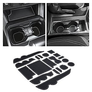 JKCOVER Premium Custom Liner Mat Accessories Compatible with Toyota Tacoma 2016 2017 2018 2019 2020 2021 2022 2023, Cup Holder, Door Pocket and Center Console Inserts 19 Pcs (Double Cab, Gray Trim)
