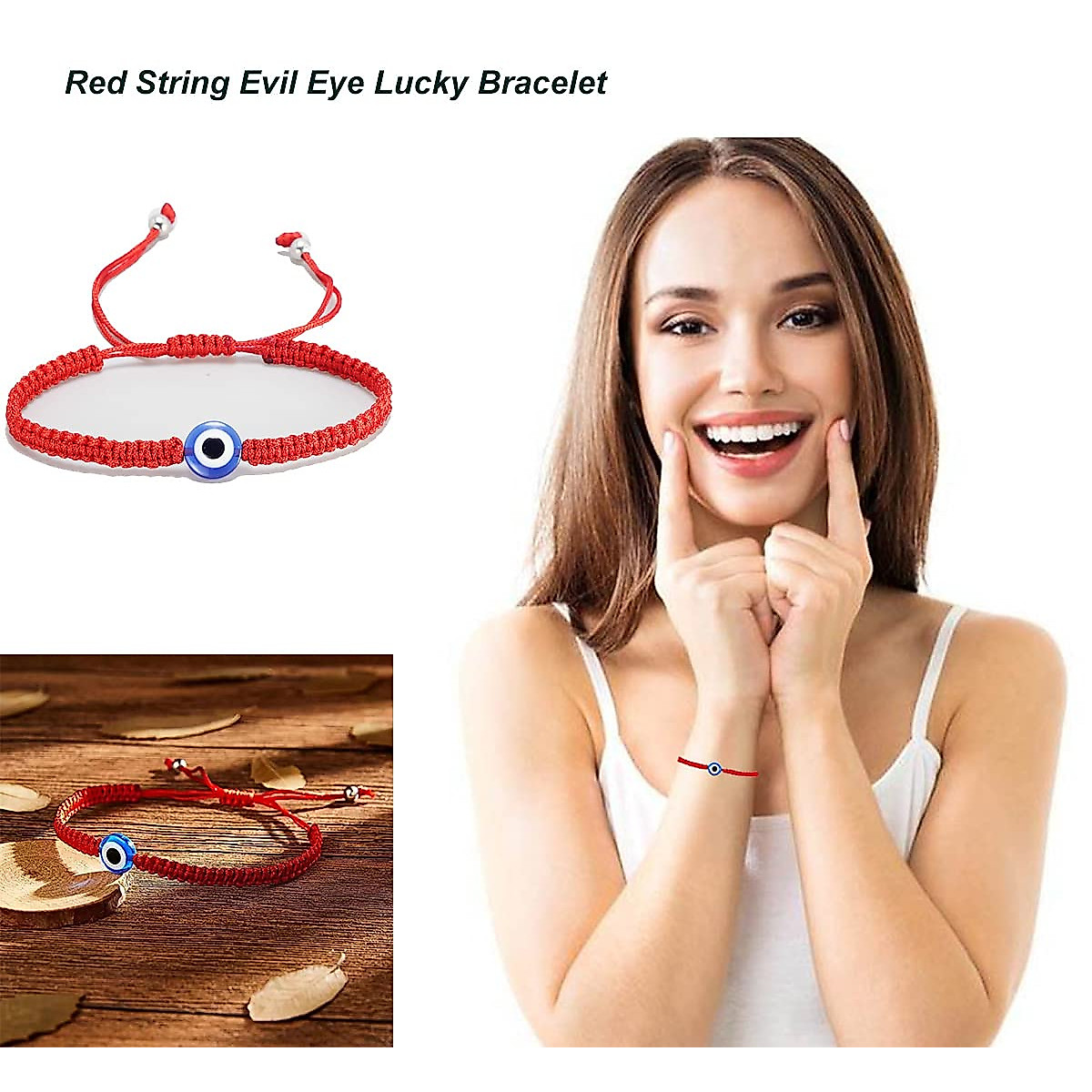 SONNYX 16 Set Evil Eye String Kabbalah Bracelets 8 Knots Bracelets Adjustable Red Rope Cord Thread Braided Bracelet Protection Luck Amulet Wish Bracelet Ancient Friendship Charm for Women Men