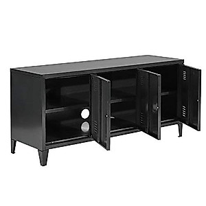 FurnitureR 3 Doors Metal Storage Cabinet with 6 Removable Shelves File Organizer Home Office Gym Locker Boys Girls Teens Toy Room,Stackable, Black