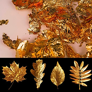 Bememo 100 Sheets Imitation Gold Leaf for Arts, Gilding Crafting, Decoration, 5.5 by 5.5 Inches