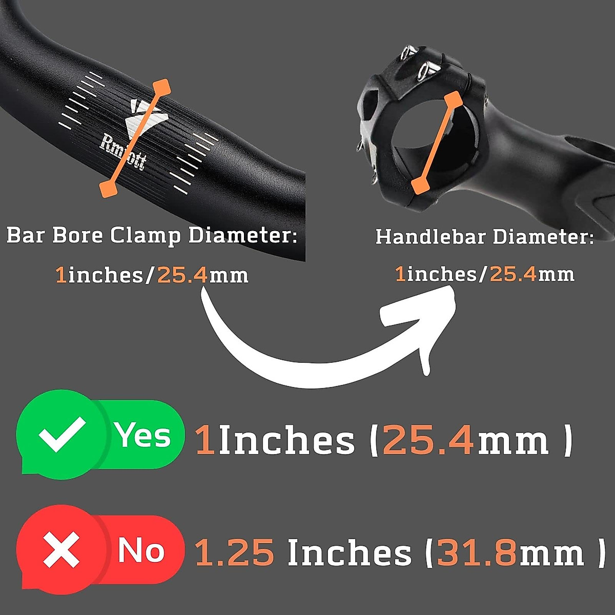 Rmiott 1 inch Rise 90mm Mountain Bike Handlebars Length 24.40inches/620mm Aluminum -Just Fits 25.4mm Stems- Rise 90mm Black