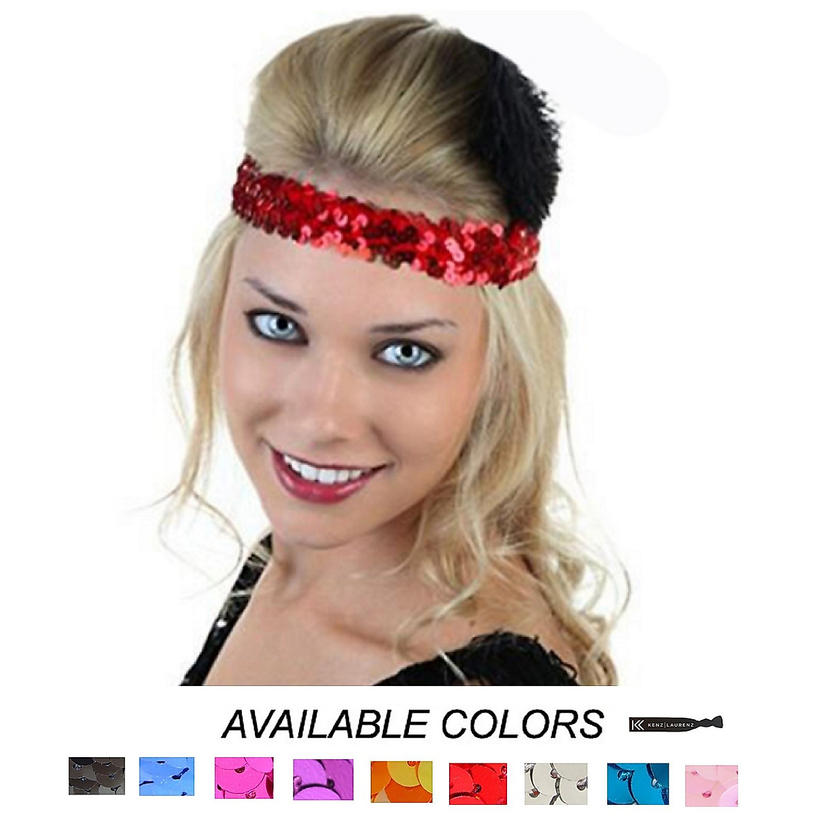 Kenz Laurenz Sequin Headbands Elastic Stretchy Headband for Girls Kids Women Flapper Roaring 20s Great Gatsby 1920s Hair Band Cute Princess Head Bands (Gold)