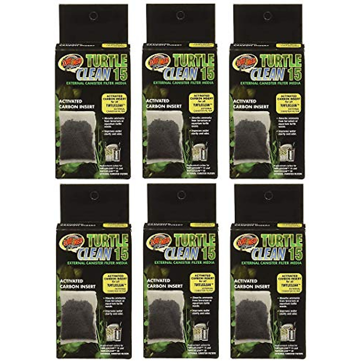 Zoo Med 6 Pack of Turtle Clean 15 Activated Carbon Inserts for All TurtleClean External Canister Aquarium Filters