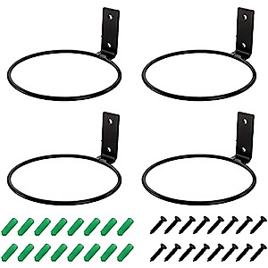 Fasmov 6 Pack 6 inch Flower Pot Holder Ring Wall Mounted Flower Pot Holder Ring Plant Hanger, Wall Bracket for Indoor and Outdoor use, Black