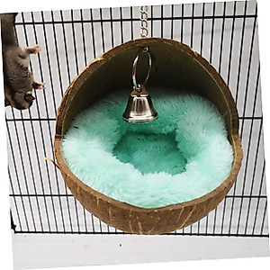 FUOYLOO Parrot Toys Parrot Hut House Shell Bird House Hamster Winter Warm Cage Bird Playground Winter Pet Chinchilla Bed Wood Toys Hanging Parrot House Coconut Shell Natural Bird Supplies