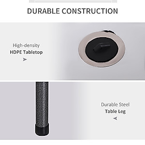 Outsunny Folding Fish Cleaning Table with Sink, Portable Camping Table with Faucet Drainage Hose, Grid Rack and Fish Cleaning Kit for Picnic, Fishing, 50"