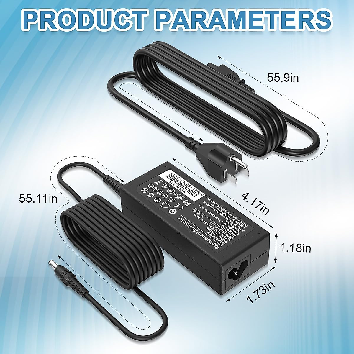 EAGLEGGO 24V 3A 72W AC to DC Adapter Power Supply Replacement for Fujitsu Image Scanner FI-Series fi-6130Z fi-6140Z fi-6230Z fi-6240Z S1500 S1500M AC Power Cord